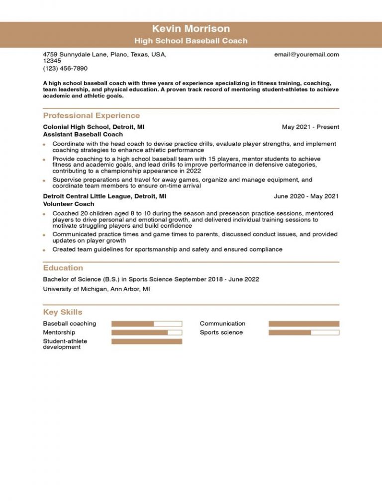 Coaching Resume Examples and Templates for 2024 - ResumeBuilder.com