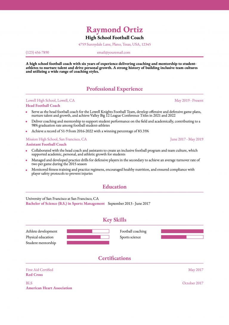 25 Best Coaching Resume Examples and Templates for 2025 - ResumeBuilder.com