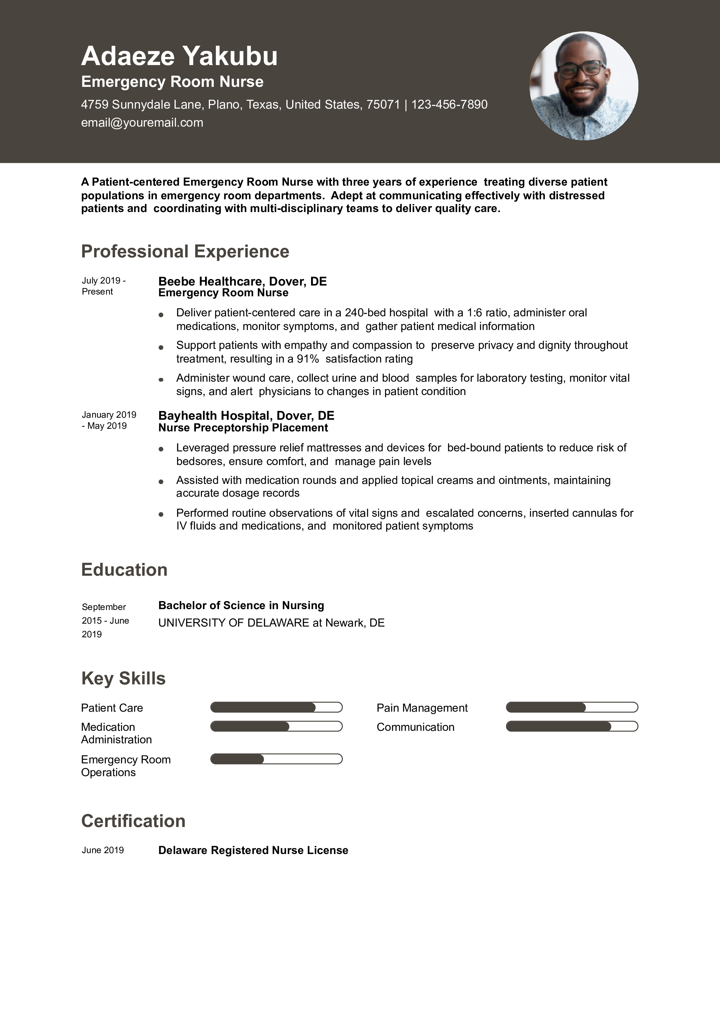 Emergency Room Nurse Resume Examples and Templates for 2025 ...