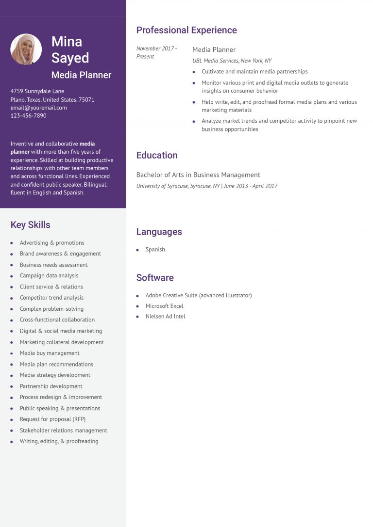 Best Media Planner Resume Examples and Templates for 2025 ...
