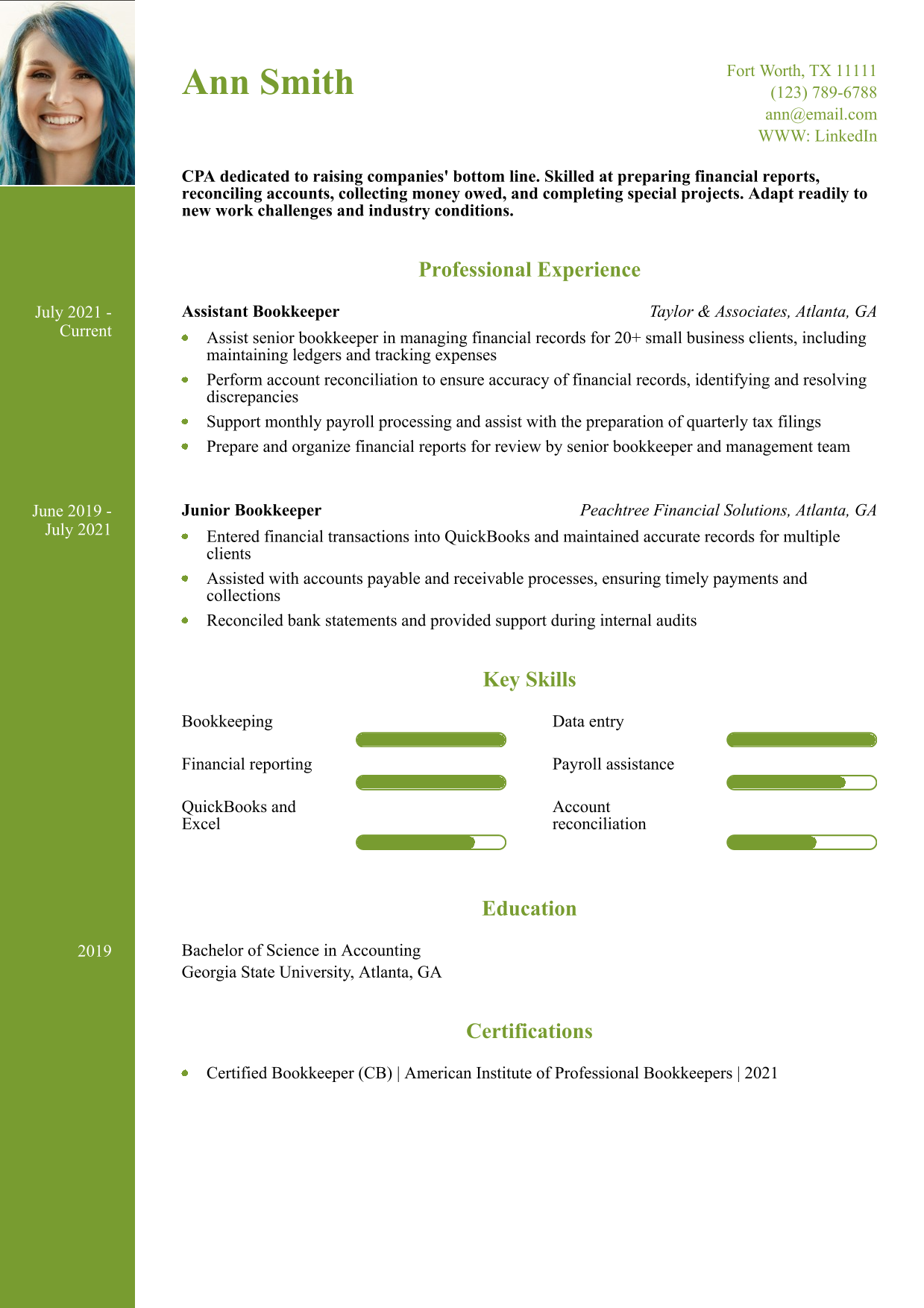 Bookkeeper Resume Examples and Templates for 2025 - ResumeBuilder.com