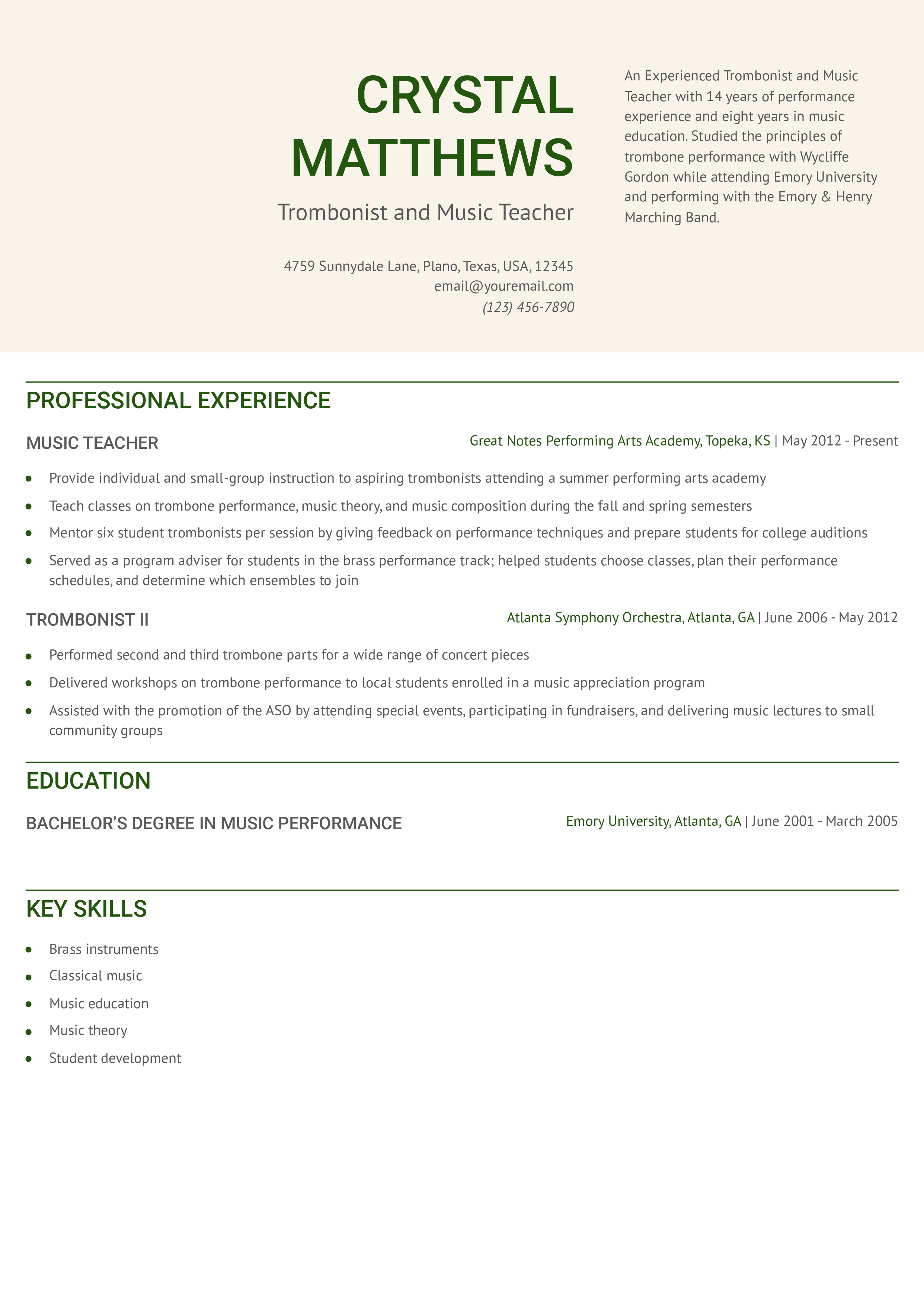 Music Resume Examples and Templates for 2024 - ResumeBuilder.com