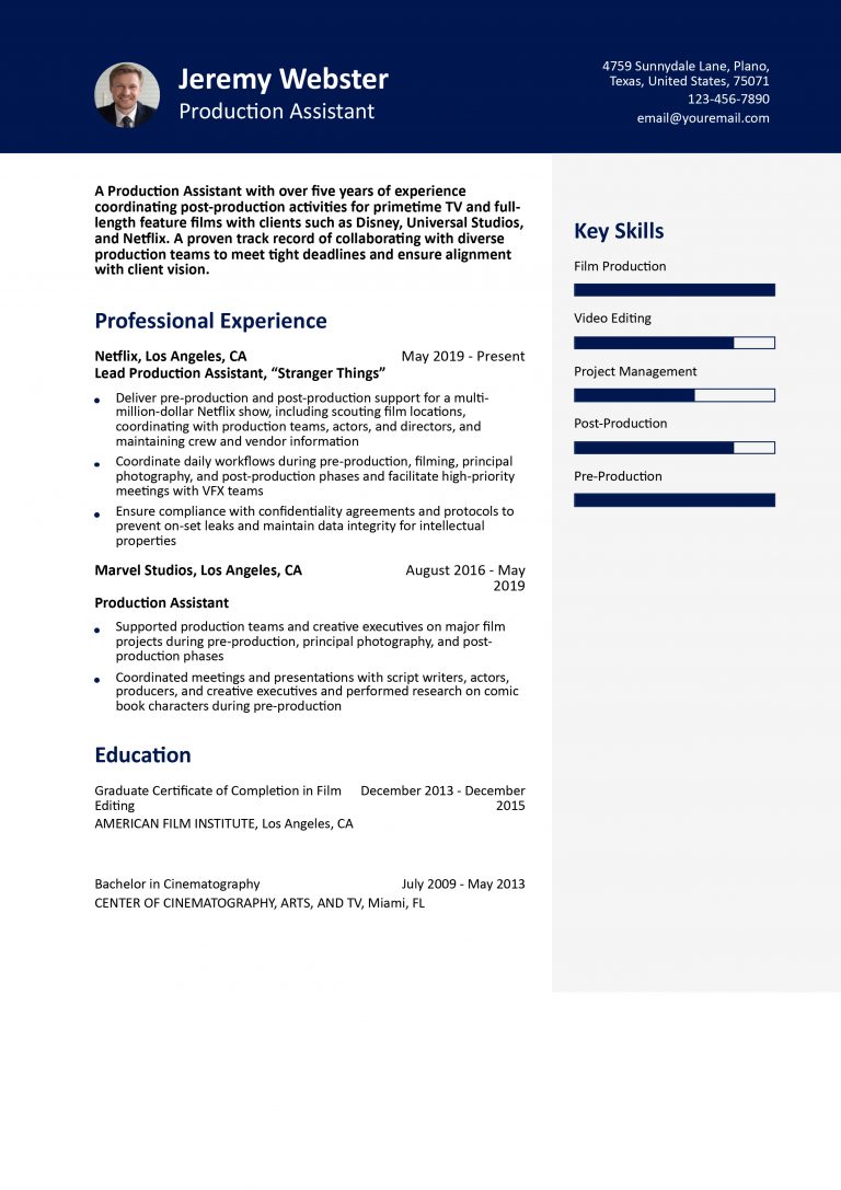 Best Production Assistant Resume Examples and Templates for 2025 ...