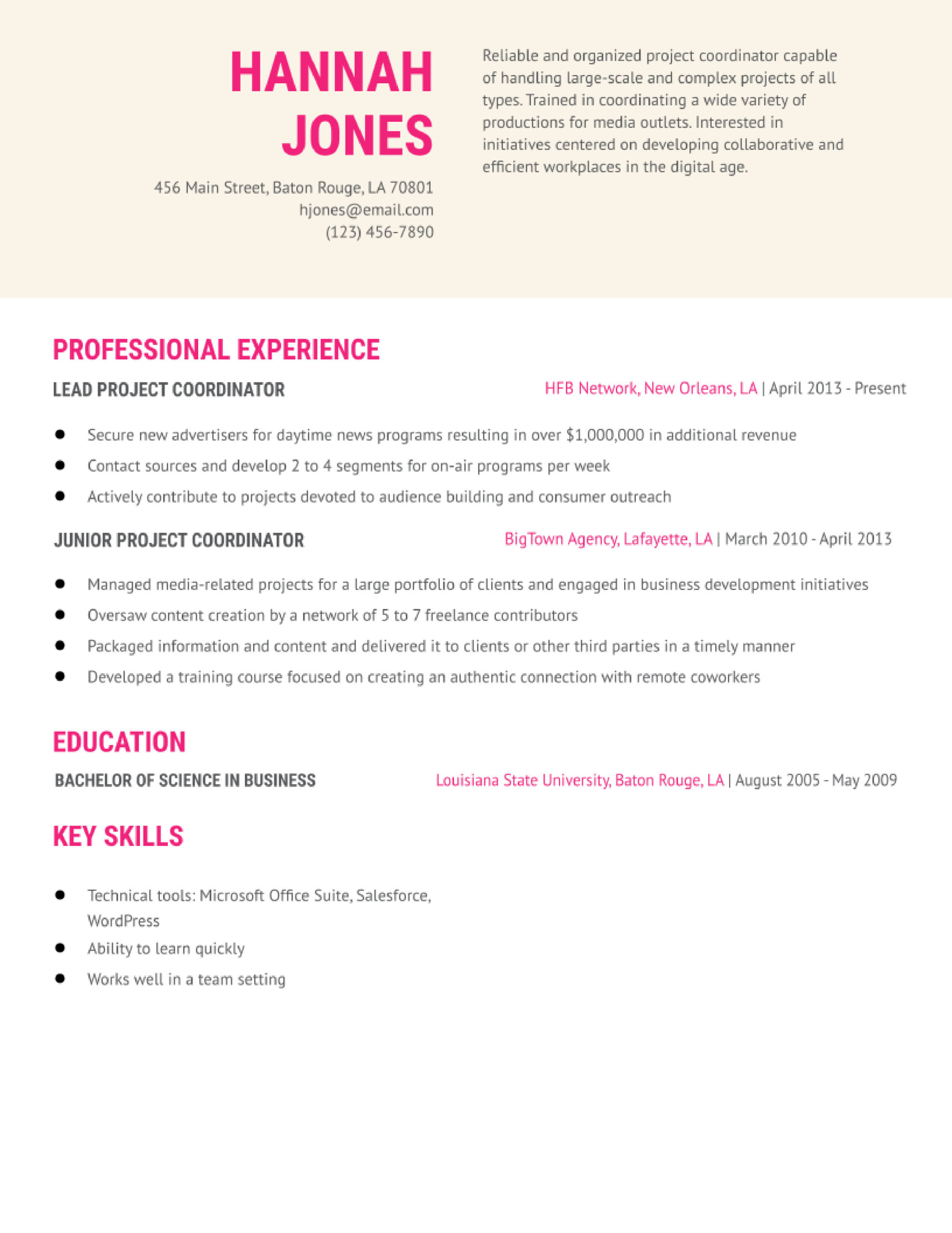 Project Coordinator Resume Examples and Templates for 2024 ...