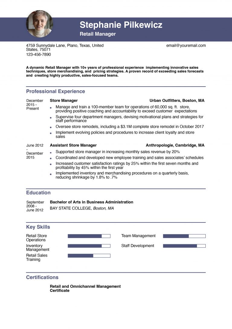 25 Best Retail Manager Resume Examples and Templates for 2025 ...