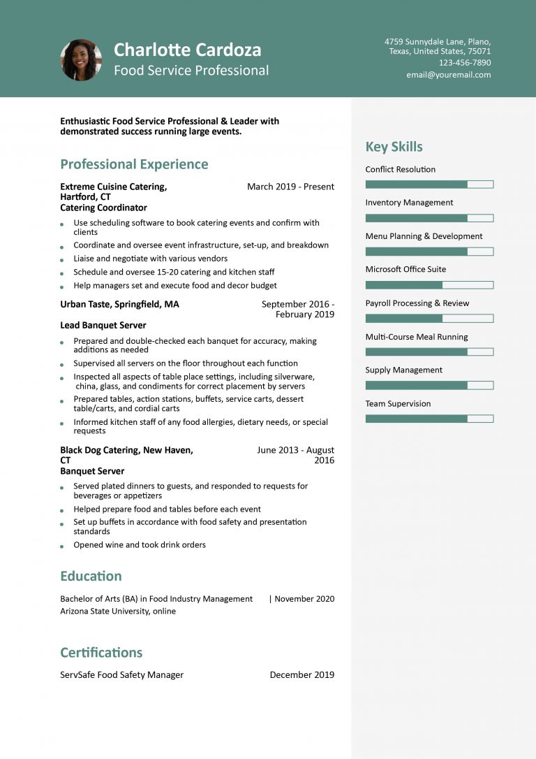 Best Food Service Resume Examples and Templates for 2026 ...