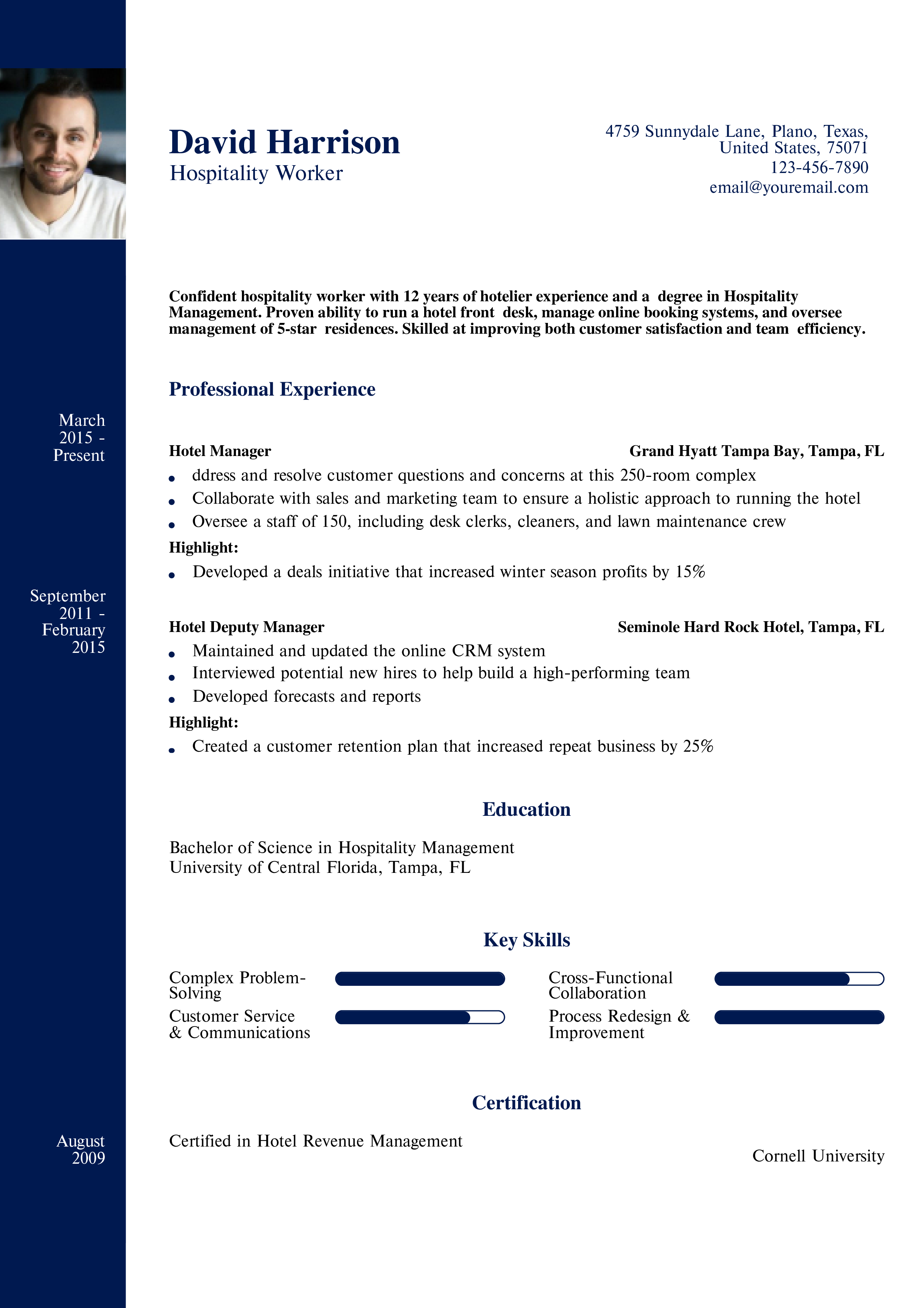 Hospitality Resume Examples and Templates for 2025 - ResumeBuilder.com