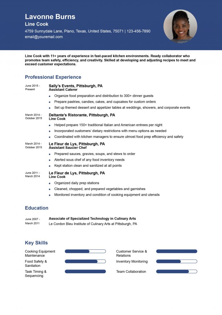 24 Best Line Cook Resume Examples and Templates for 2025 ...
