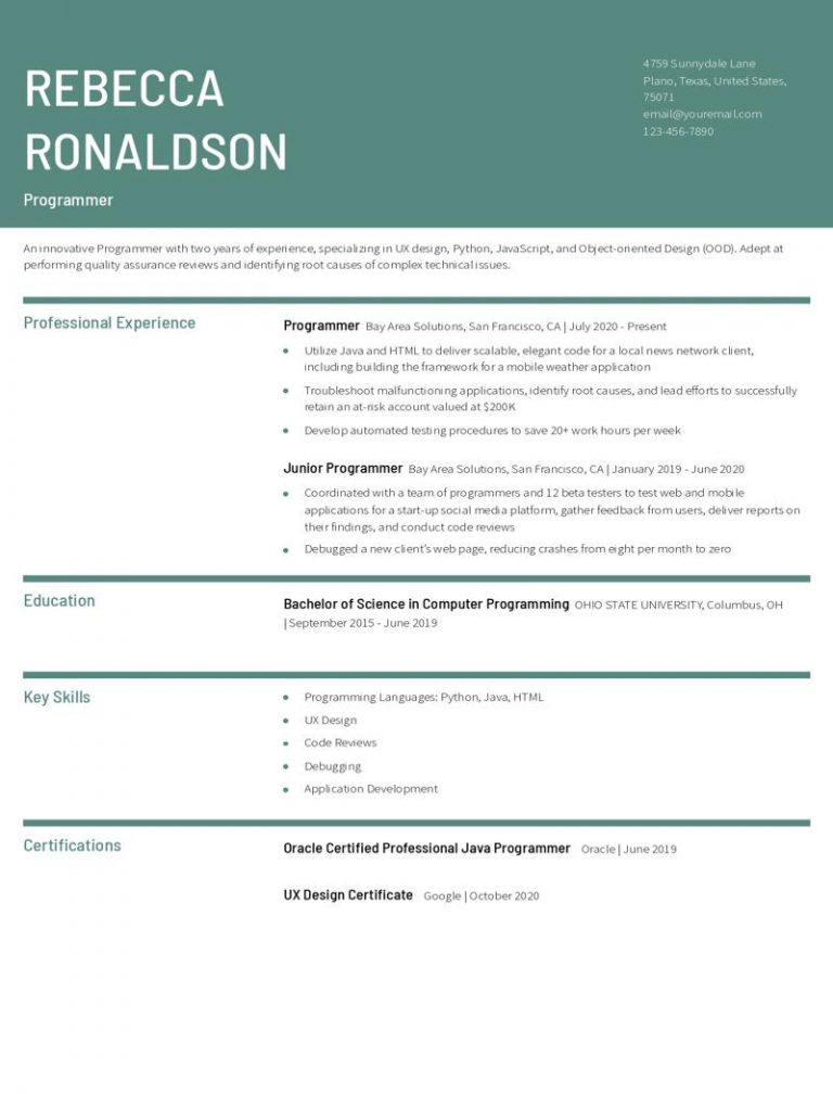 Programmer Resume Examples and Templates for 2024 - ResumeBuilder.com