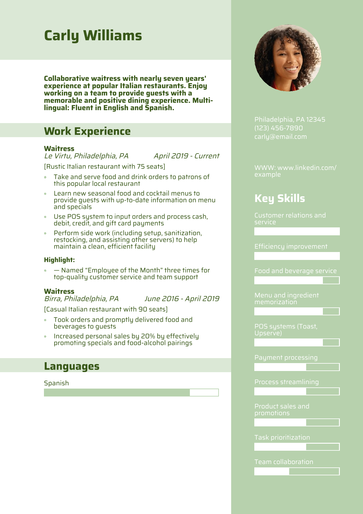 Host and Hostess Resume Examples and Templates for 2025 - ResumeBuilder.com