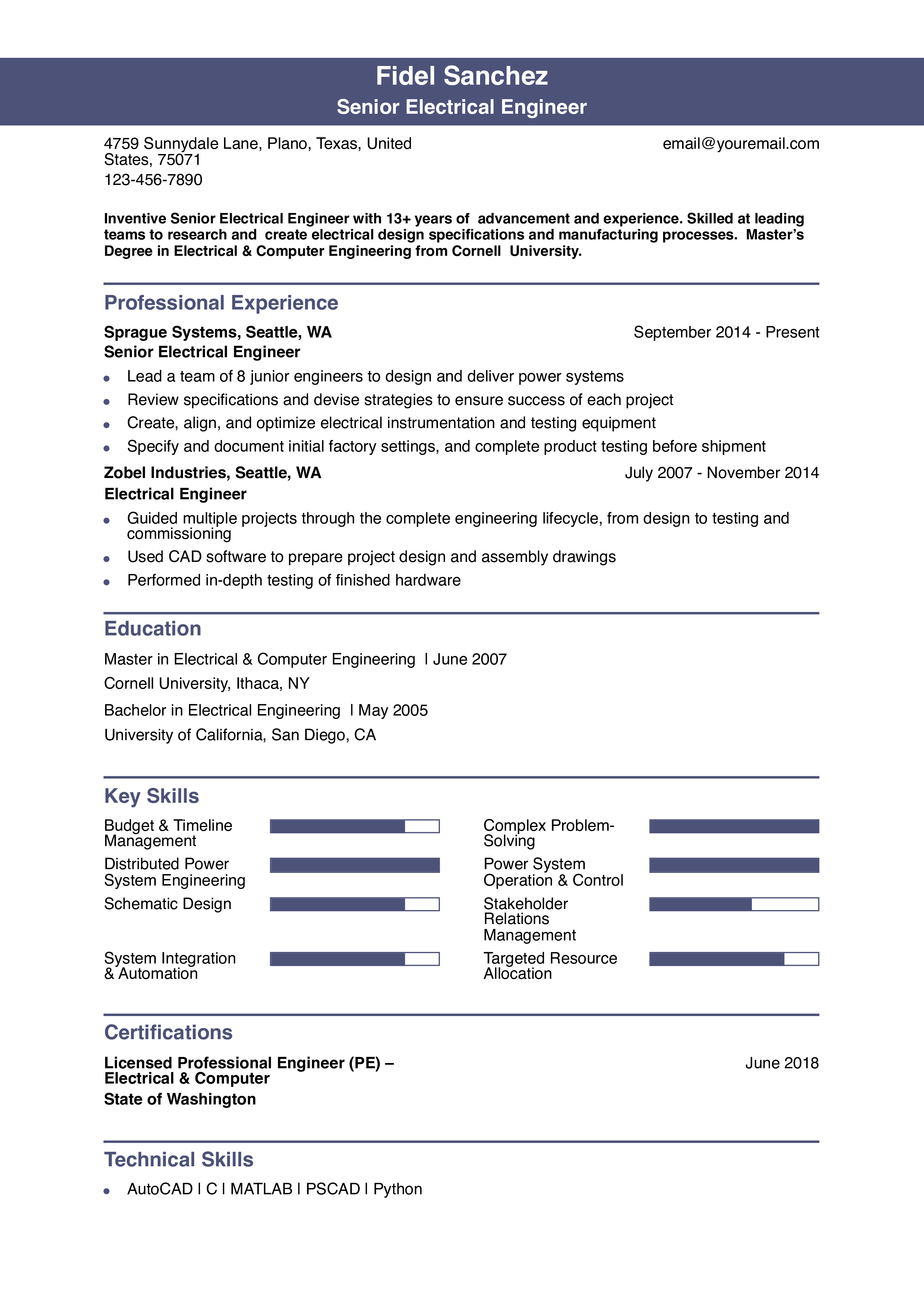 Electrical Engineer Resume Examples and Templates for 2024 ...