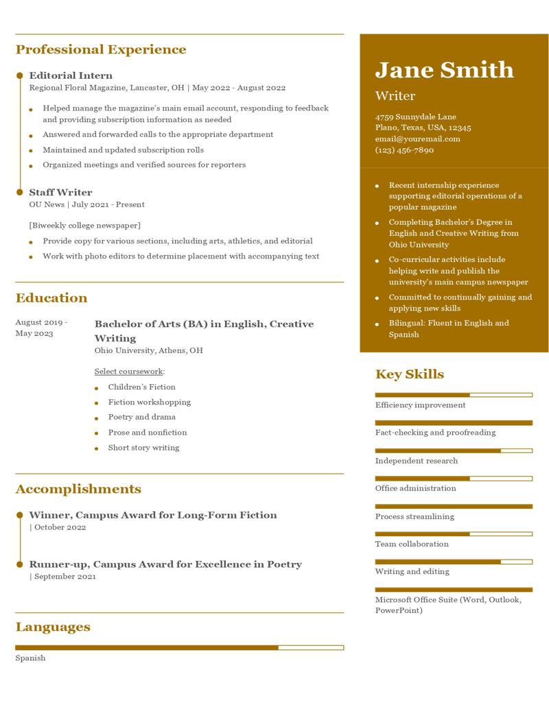 Entry-level Resume Examples And Templates For 2024 - Resumebuilder.com