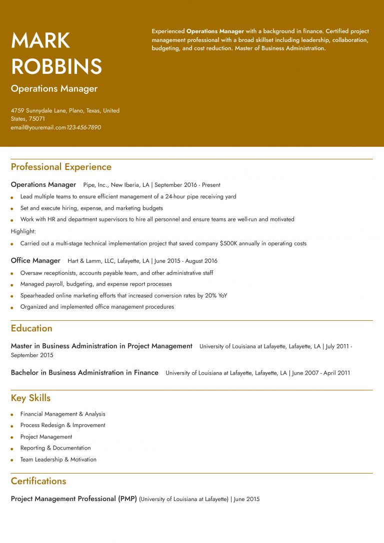 25 Best Operations Manager Resume Examples and Templates for 2025 ...