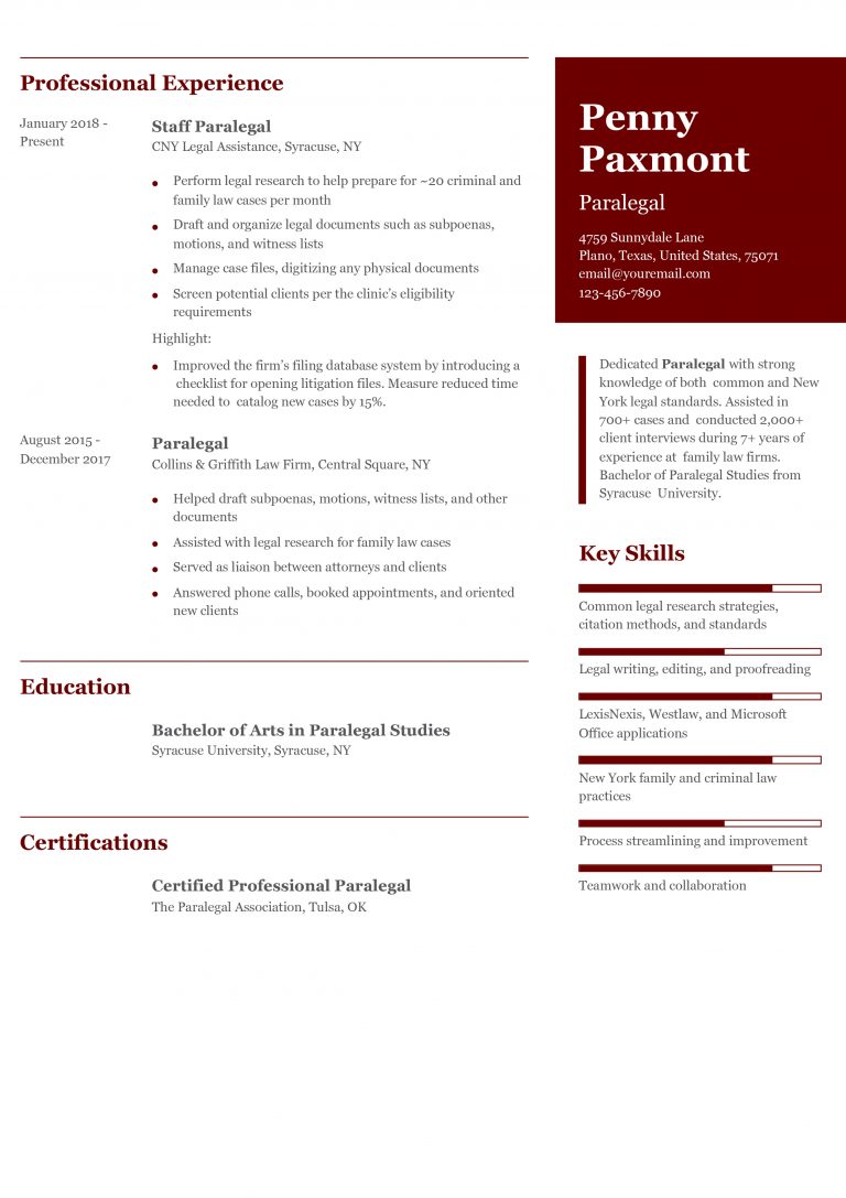 25 Best Paralegal Resume Examples and Templates for 2025 ...
