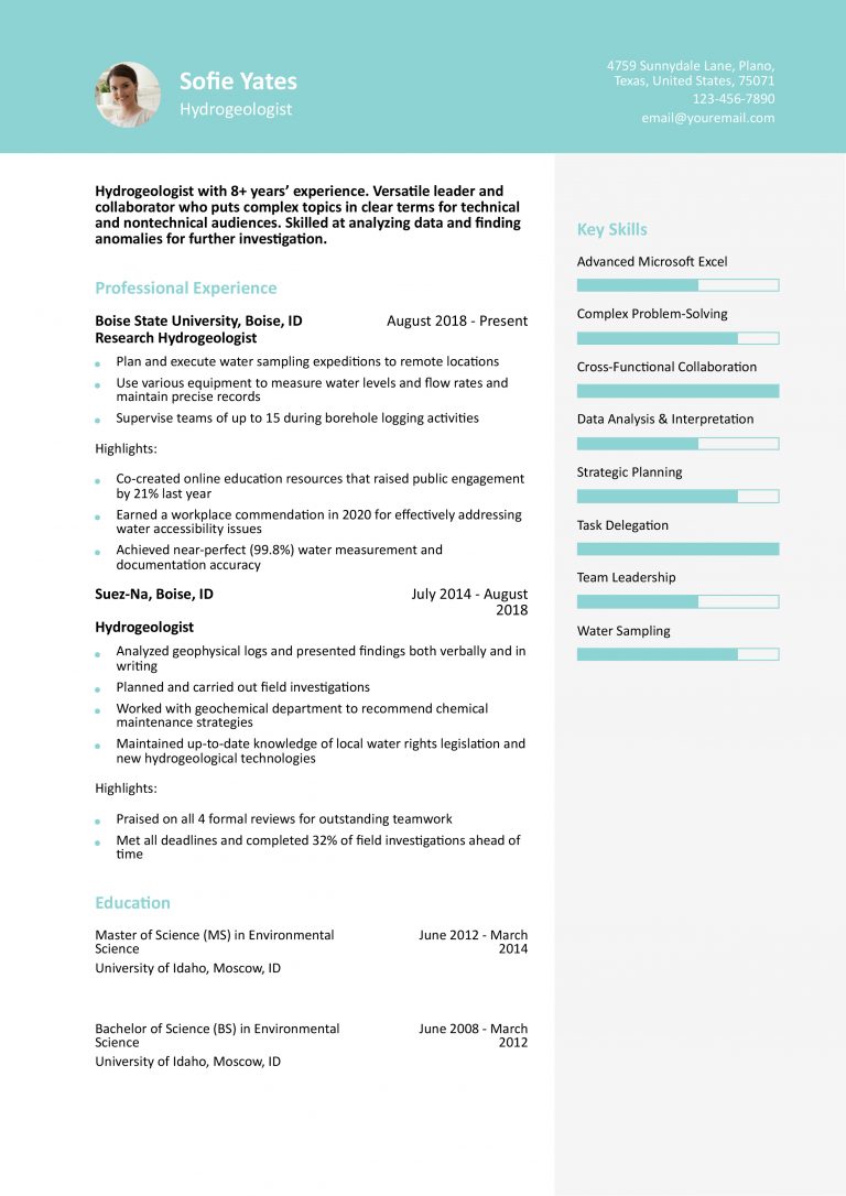 Best Science Resume Examples and Templates for 2025 - ResumeBuilder.com