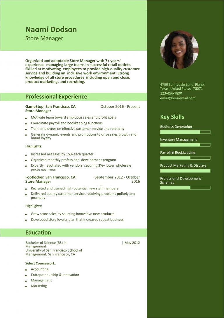25 Store Manager Resume Examples and Templates for 2025 - ResumeBuilder.com