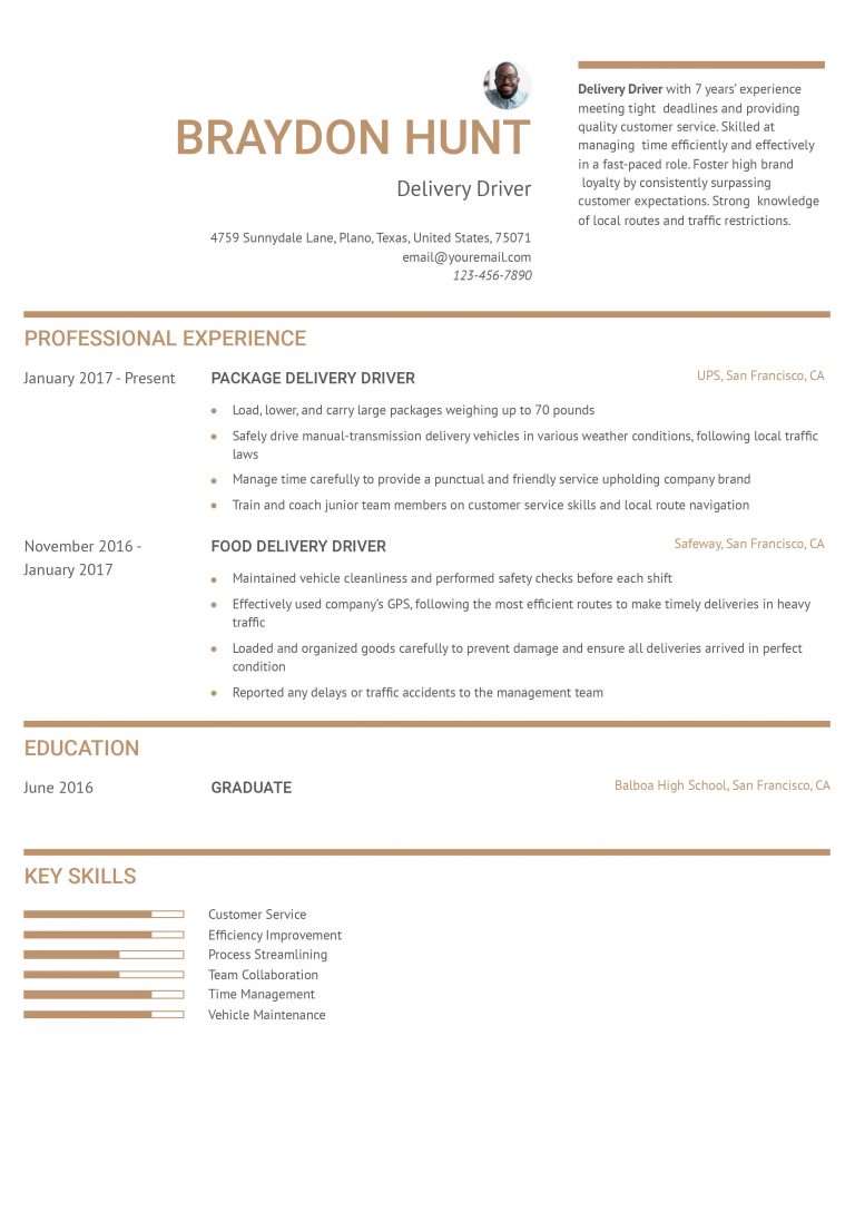 Delivery Driver Resume Examples and Templates for 2025 - ResumeBuilder.com