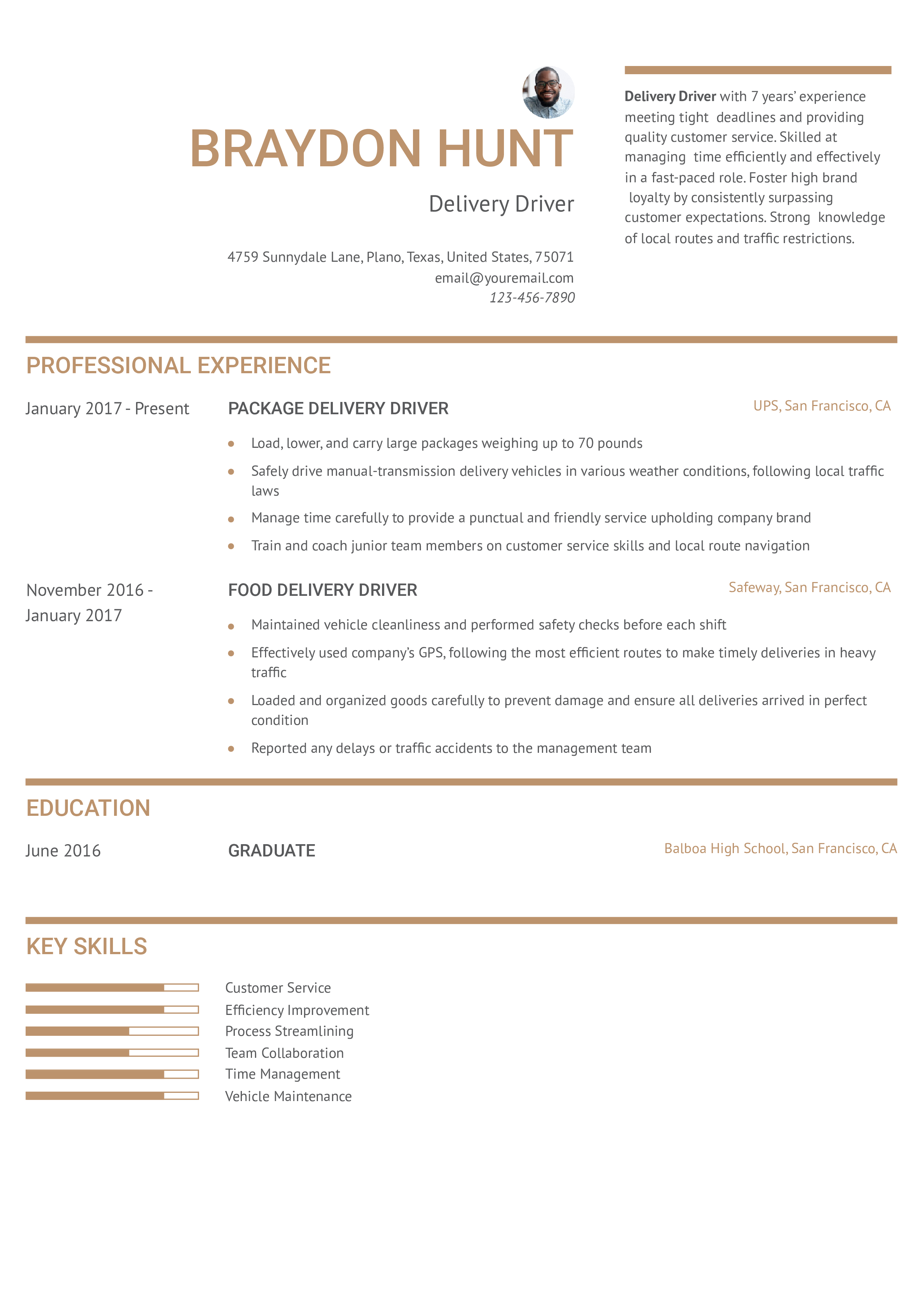 Delivery Driver Resume Examples and Templates for 2024 - ResumeBuilder.com