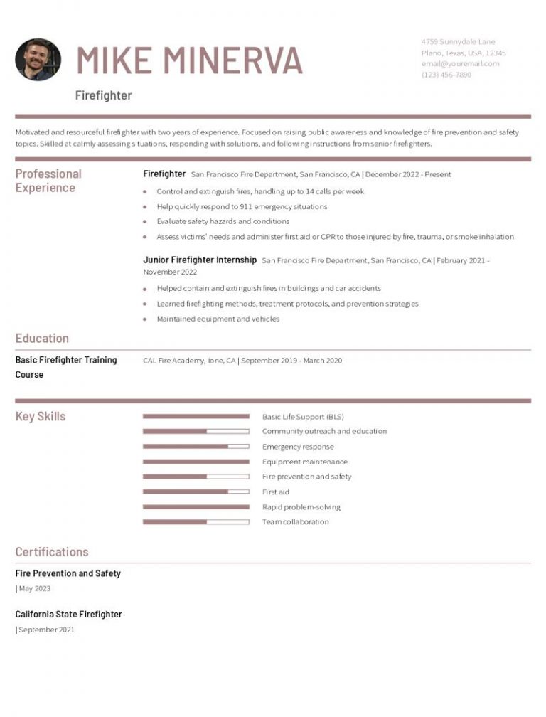 Firefighter Resume Examples and Templates for 2024 - ResumeBuilder.com