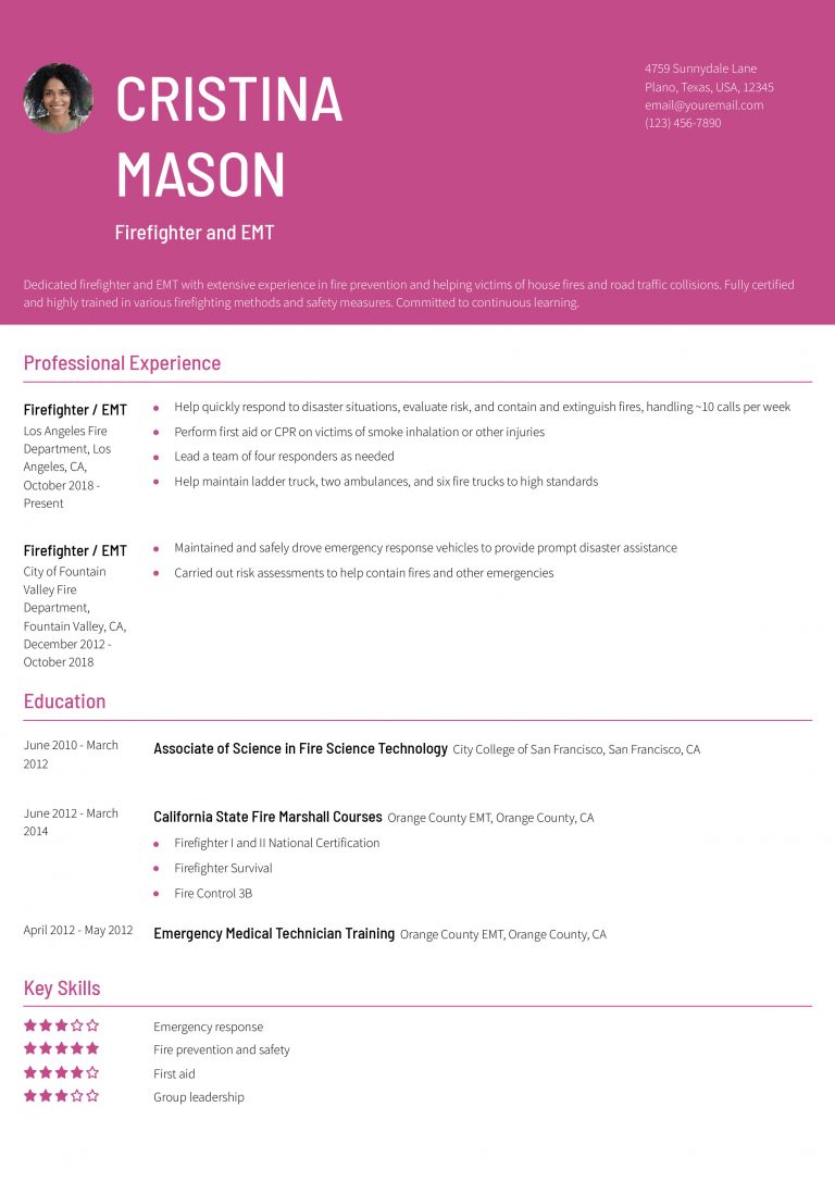 25 Best Firefighter Resume Examples and Templates for 2025 ...