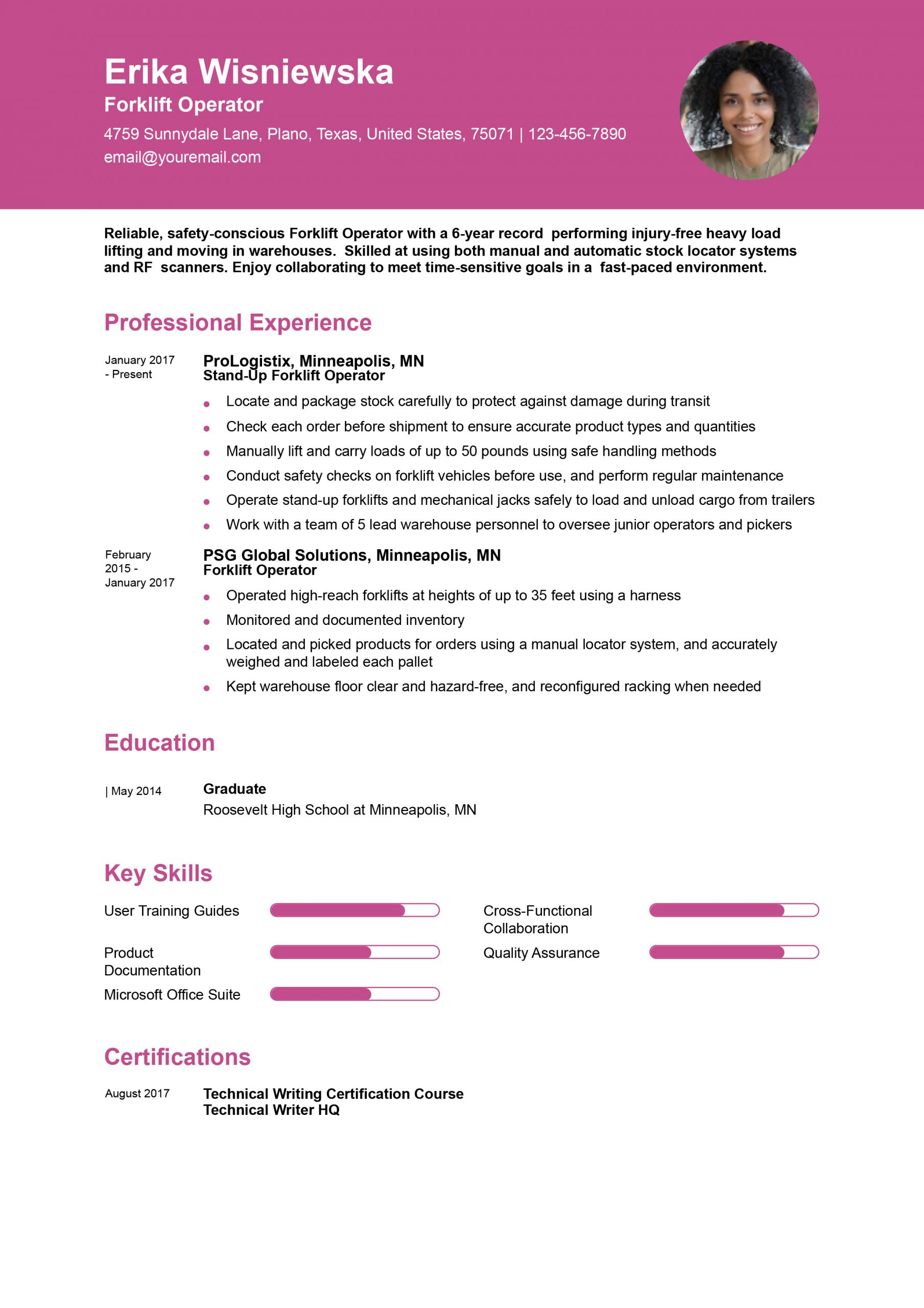 Forklift Operator Resume Examples and Templates for 2025 ...
