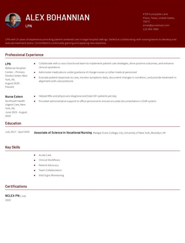 Licensed Practical Nurse (LPN) Resume Templates and Examples for 2024 ...