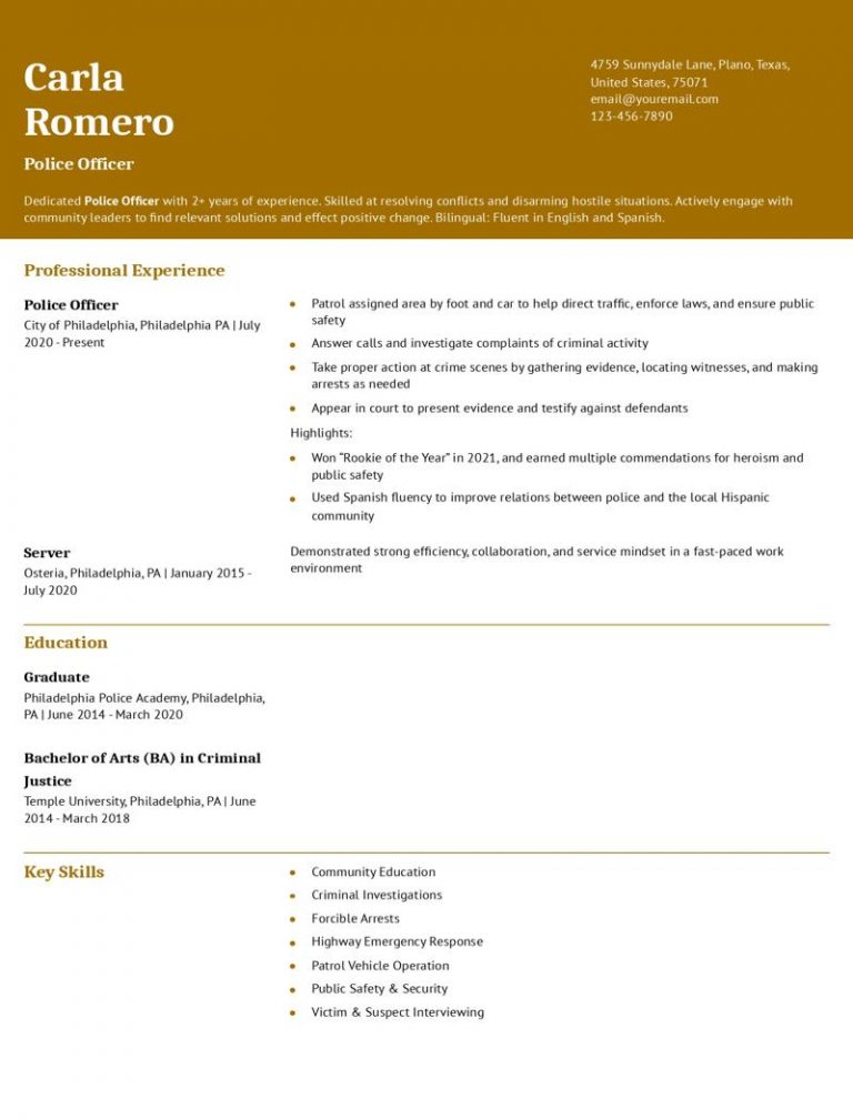 Police Officer Resume Examples and Templates for 2024 - ResumeBuilder.com