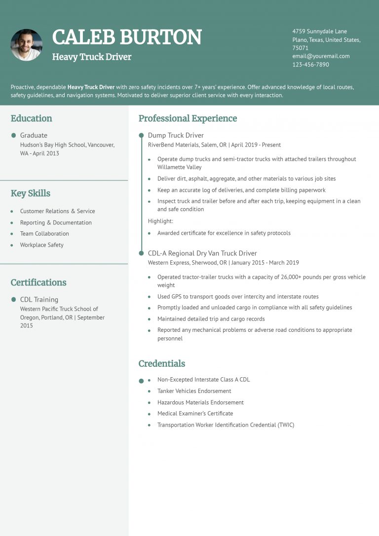 25 Best Truck Driver Resume Examples and Templates for 2025 ...