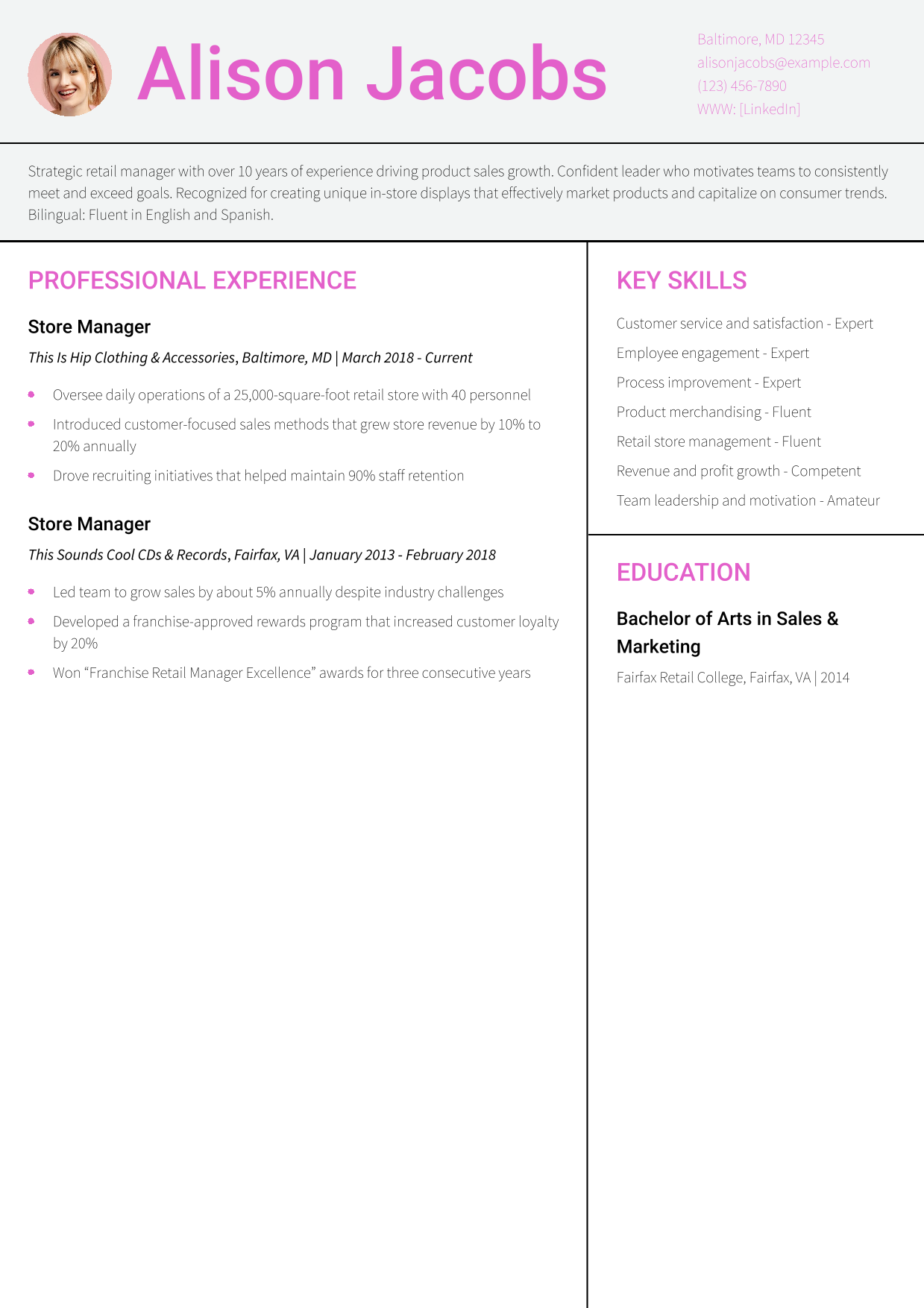 Retail Resume Examples and Templates for 2024 - ResumeBuilder.com