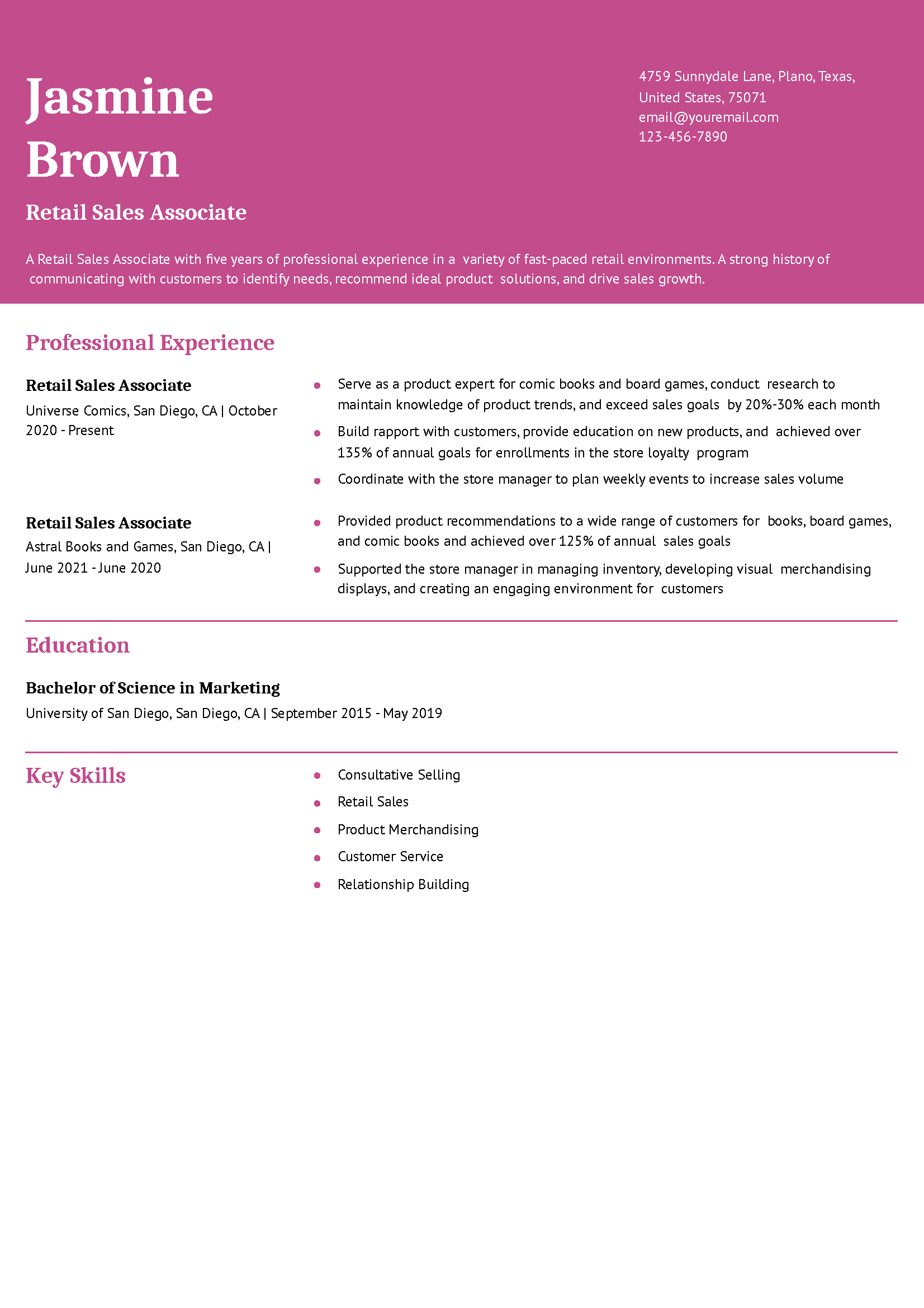 Retail Resume Examples and Templates for 2024 - ResumeBuilder.com