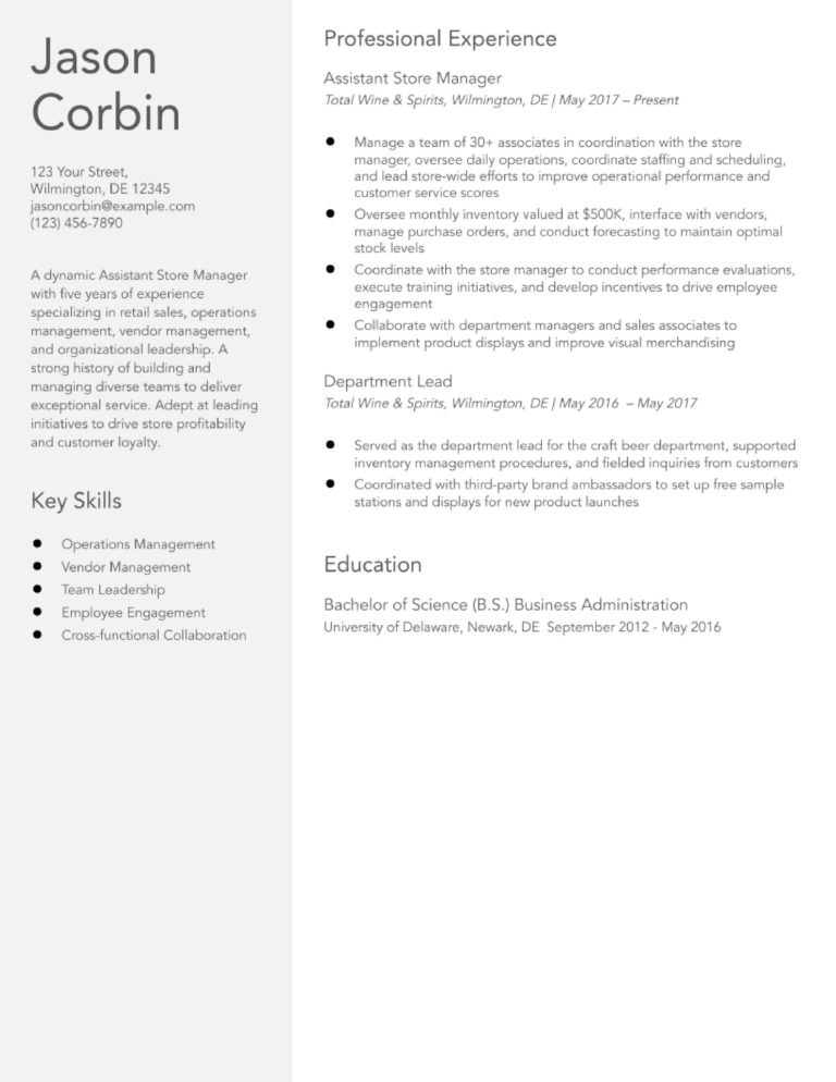 Assistant Store Manager Resume Examples and Templates for 2024 ...