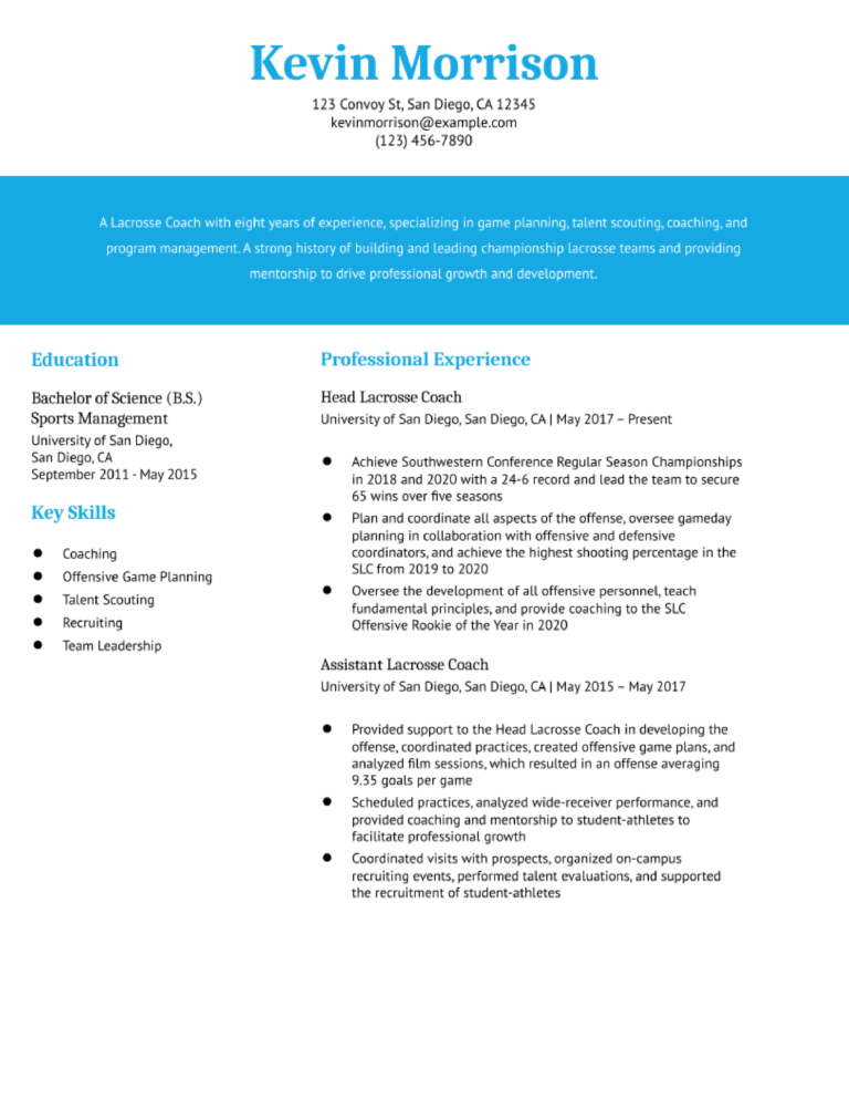 Athletes and Sports Resume Examples and Templates for 2024 ...
