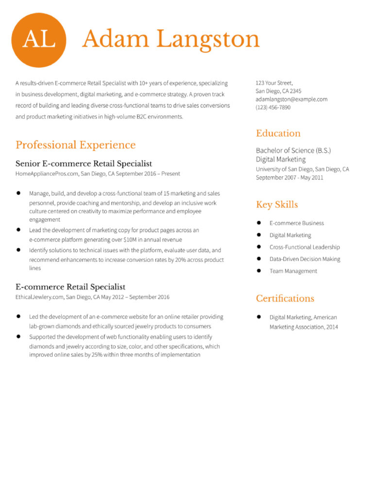 E-commerce Retail Resume Examples and Templates for 2024 ...