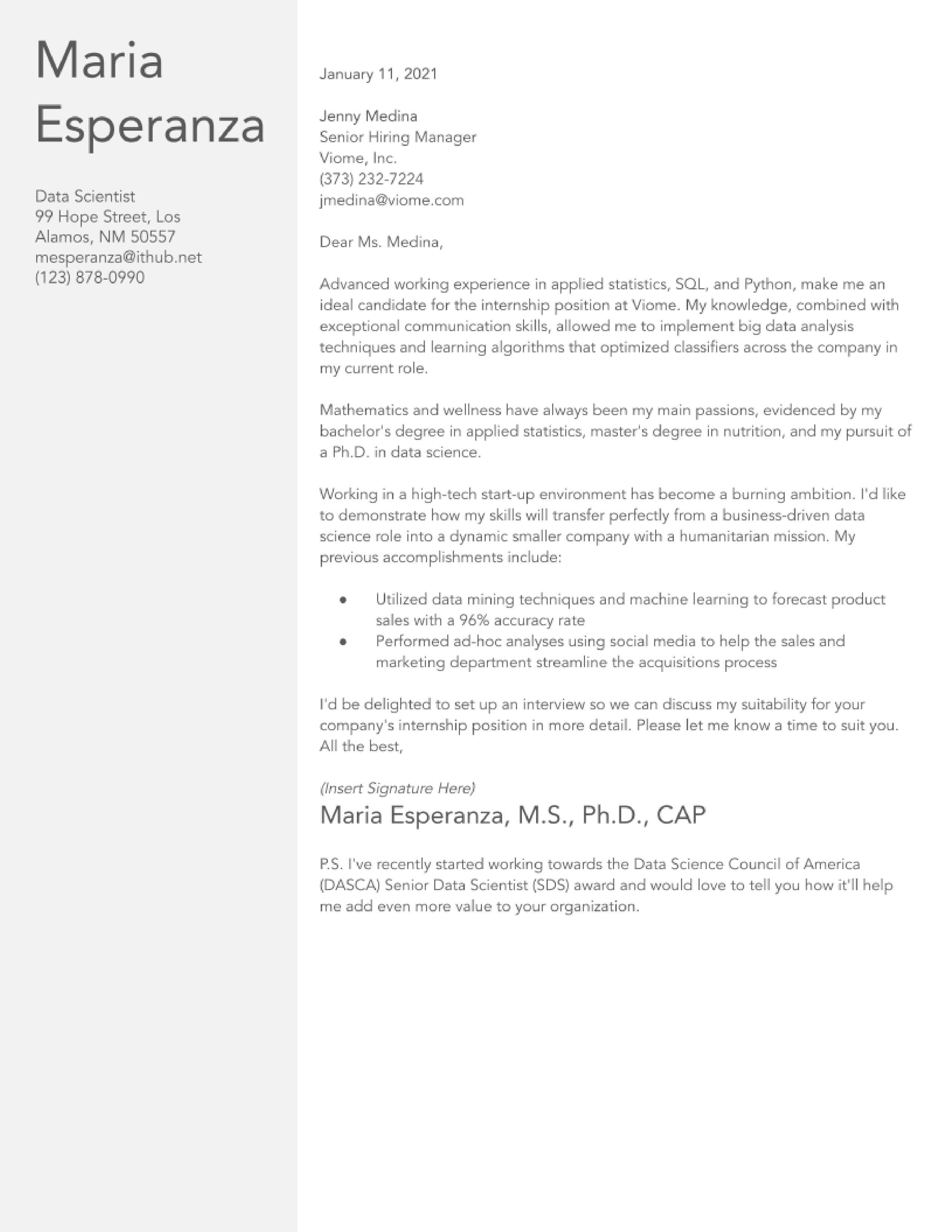 Internship Cover Letter Msiap - Infoupdate.org
