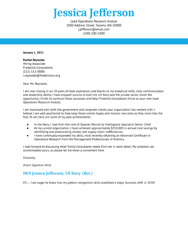 Military to Civilian Cover Letter Examples and Templates for 2024 ...