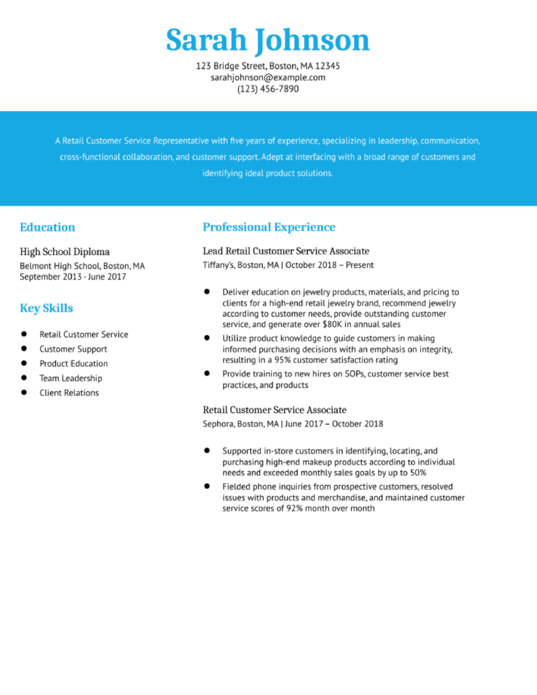 Retail Customer Service Representative Resume Examples and Templates ...