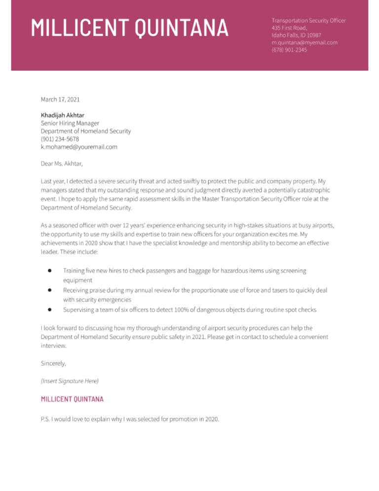 Security Officer Cover Letter Examples and Templates for 2024 ...