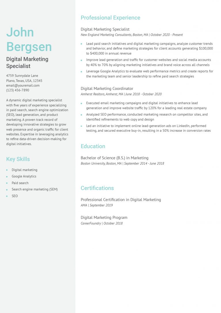 Traditional Resume Templates and Examples for 2025 - ResumeBuilder.com