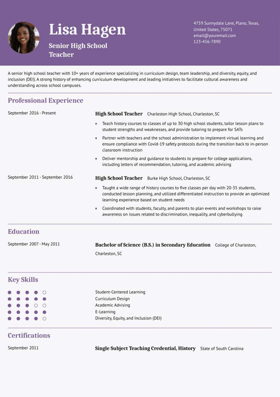 High School Teacher Resume Examples and Templates for 2025 ...