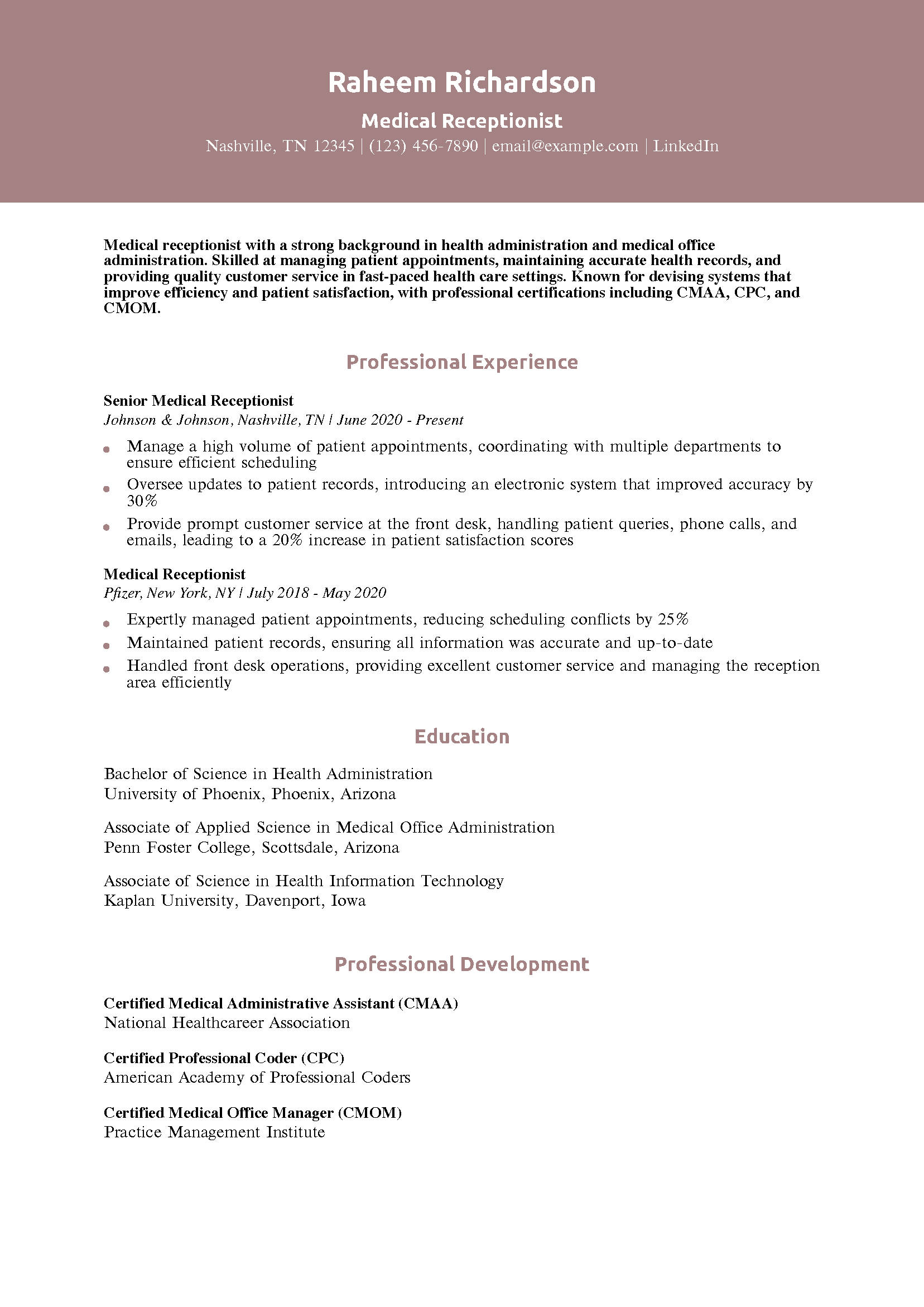 12 Medical Resume Examples And Templates For 2025 - Resumebuilder.com