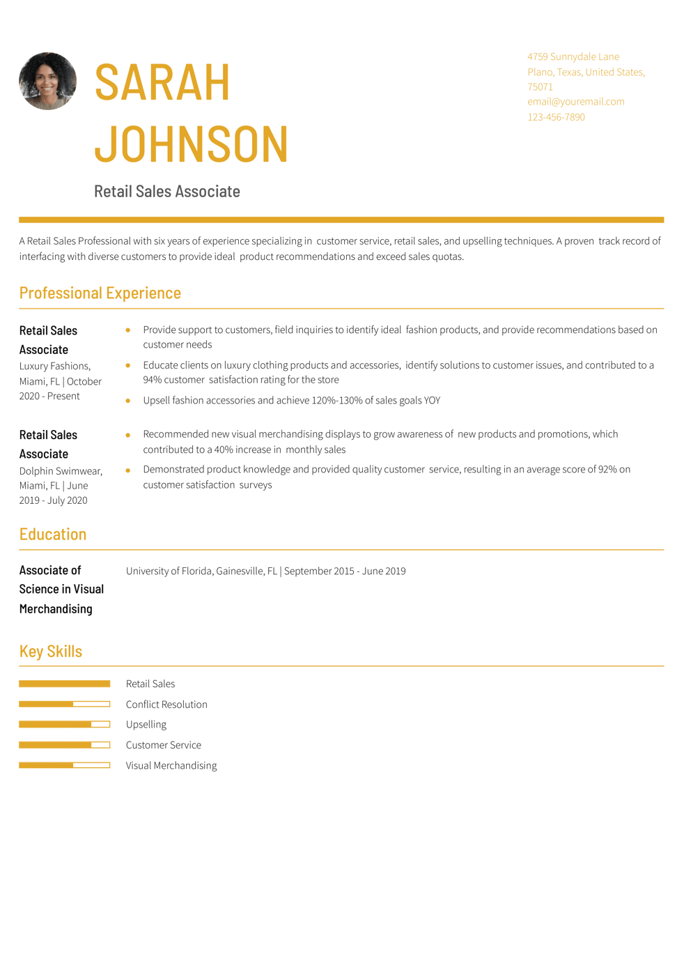 Retail Sales Associate Resume Examples and Templates for 2025 ...