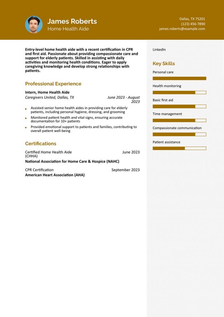 Best Home Health Aide Resume Examples and Templates for 2025 ...