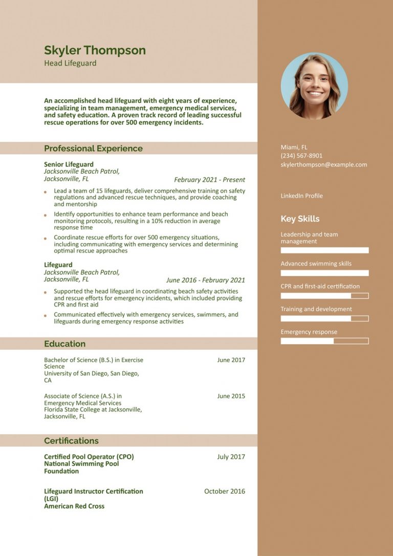 Best Lifeguard Resume Examples and Templates for 2025 - ResumeBuilder.com