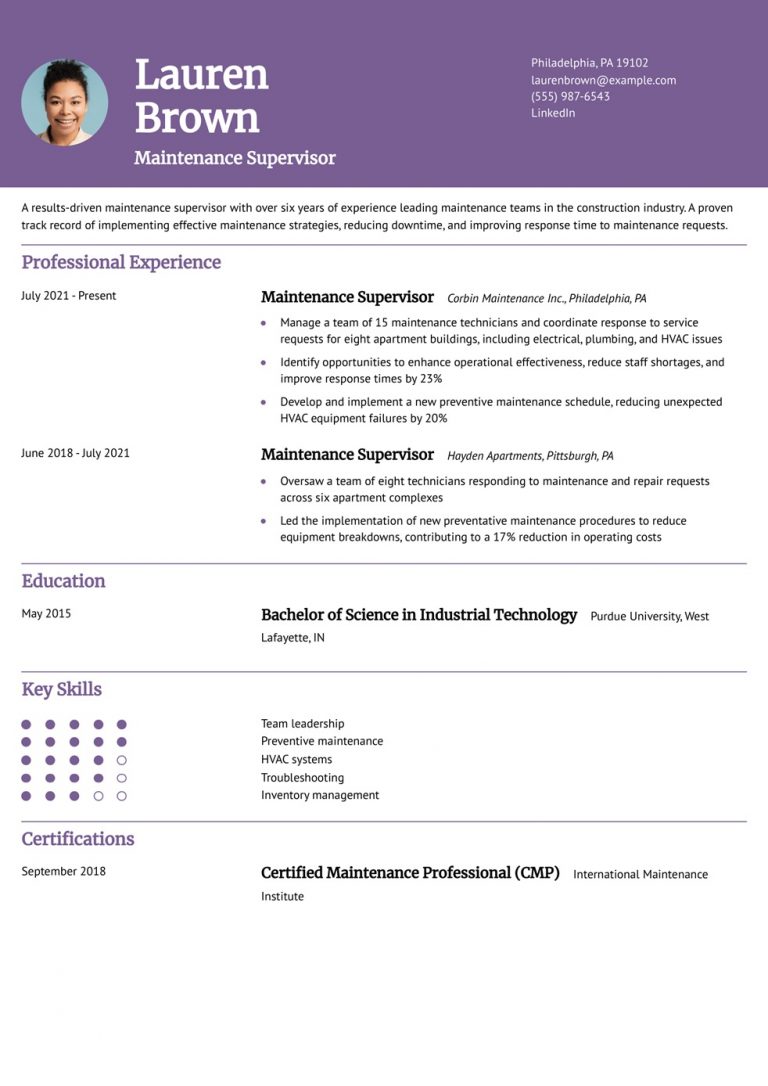 Best Maintenance Resume Examples and Templates for 2025 - ResumeBuilder.com
