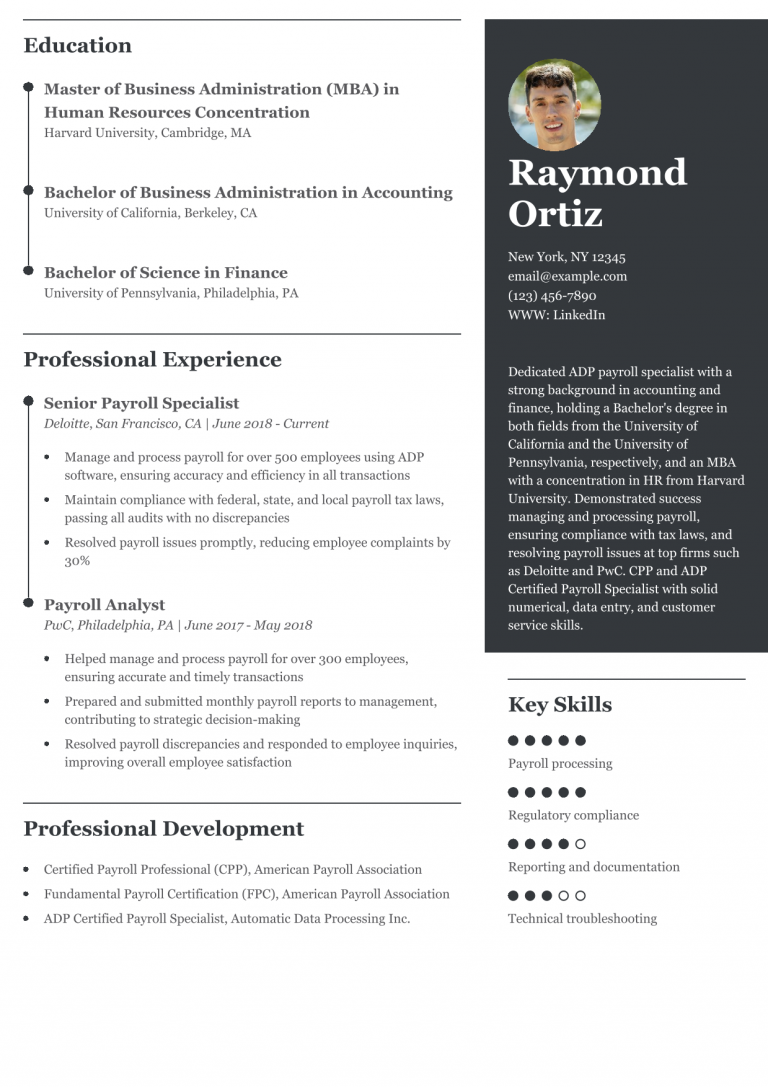 Payroll Specialist Resume Examples and Templates for 2024 ...