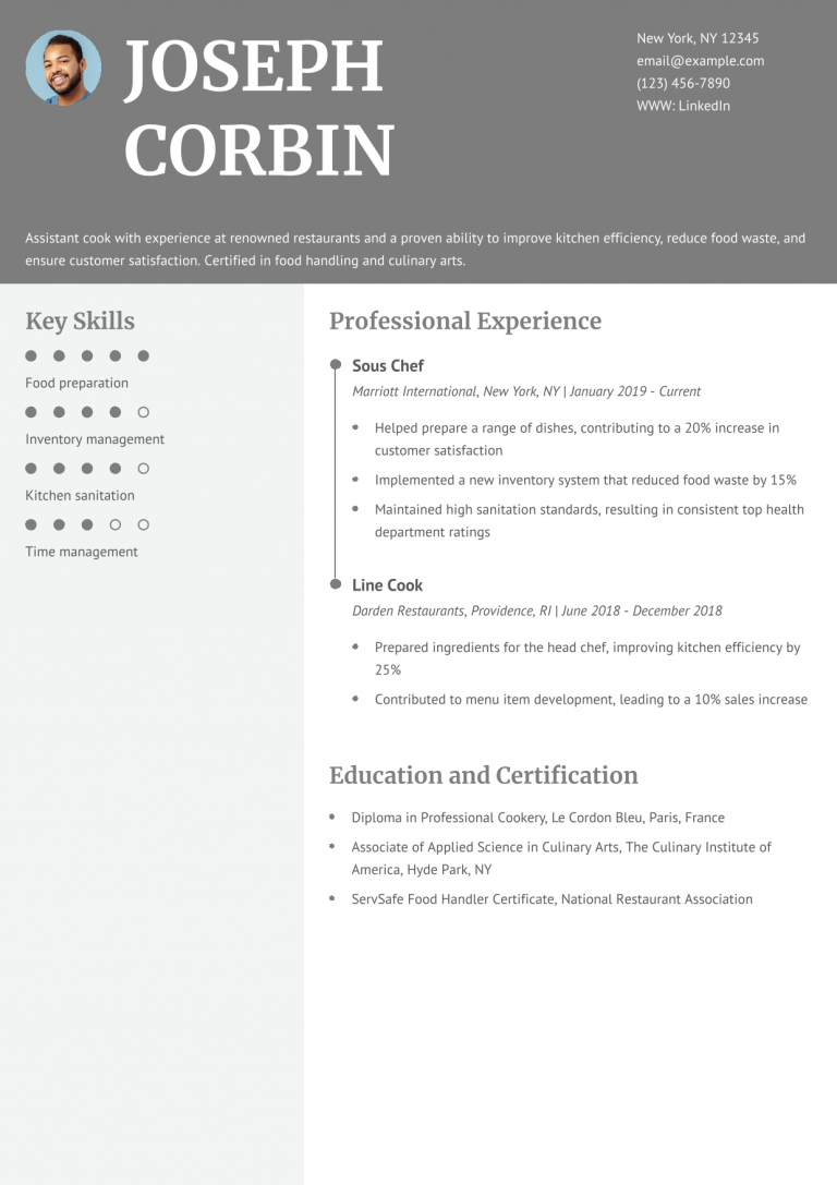 Cook Resume Examples and Templates for 2025 - ResumeBuilder.com