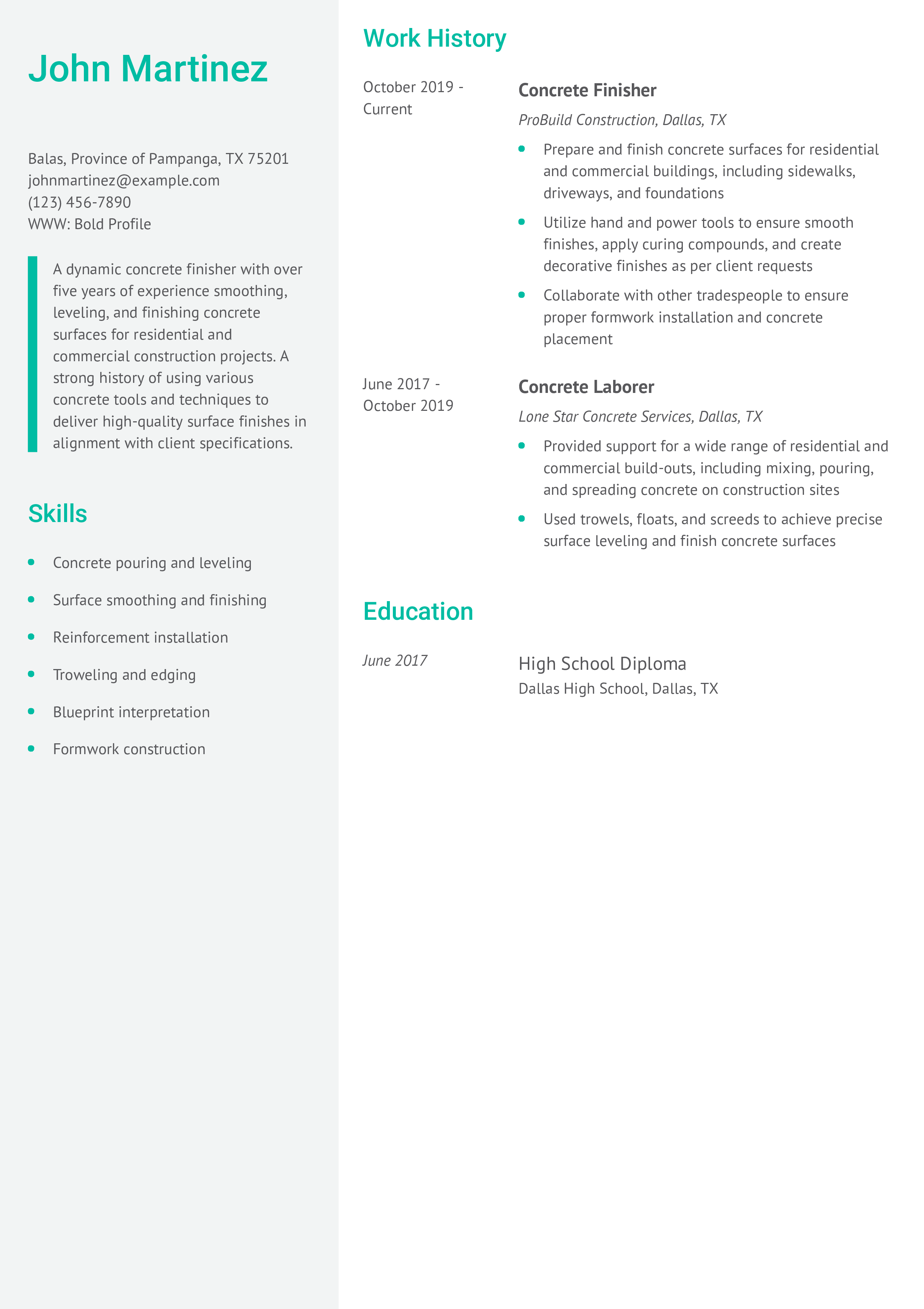 Construction Worker Resume Examples and Templates for 2025 ...