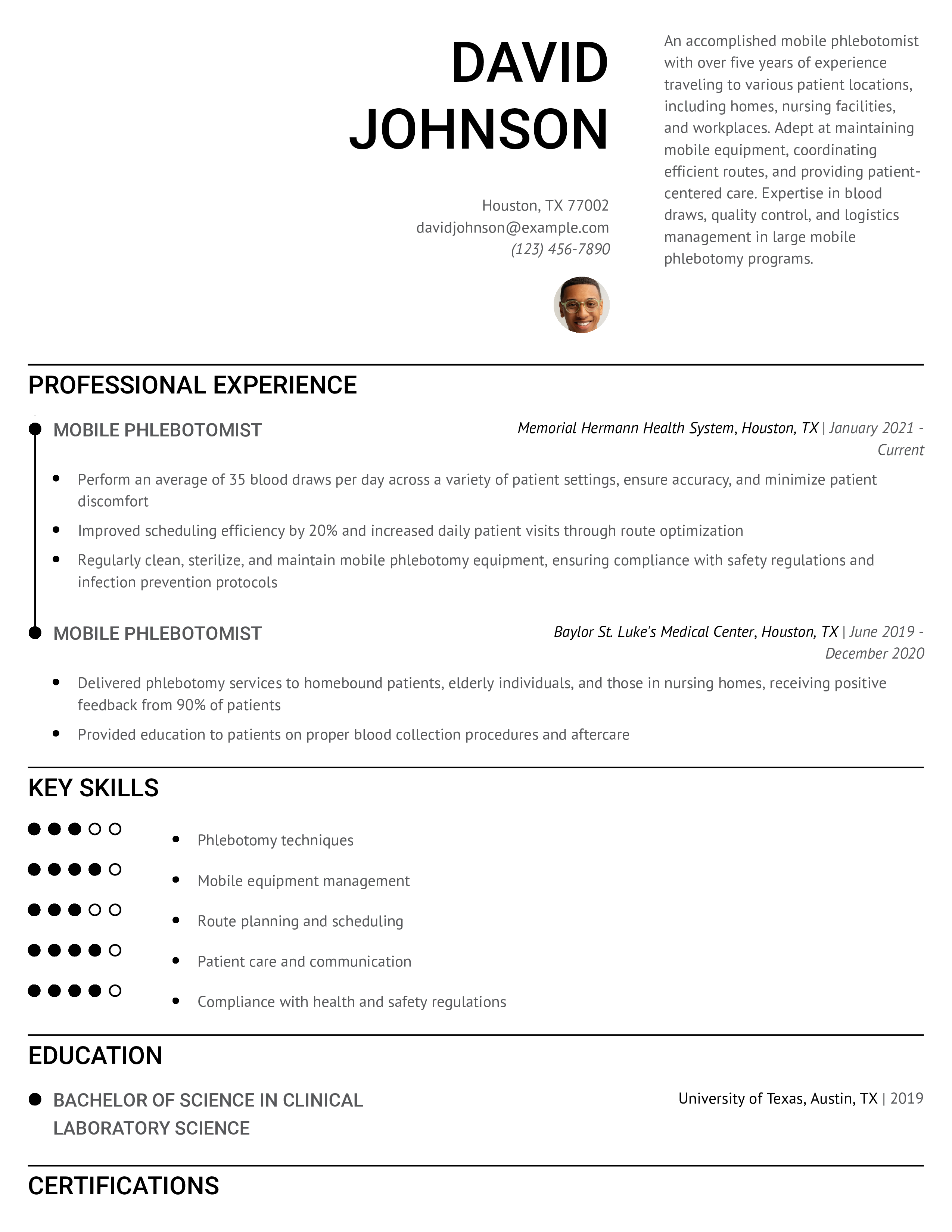 Phlebotomist Resume Examples and Templates for 2025 - ResumeBuilder.com