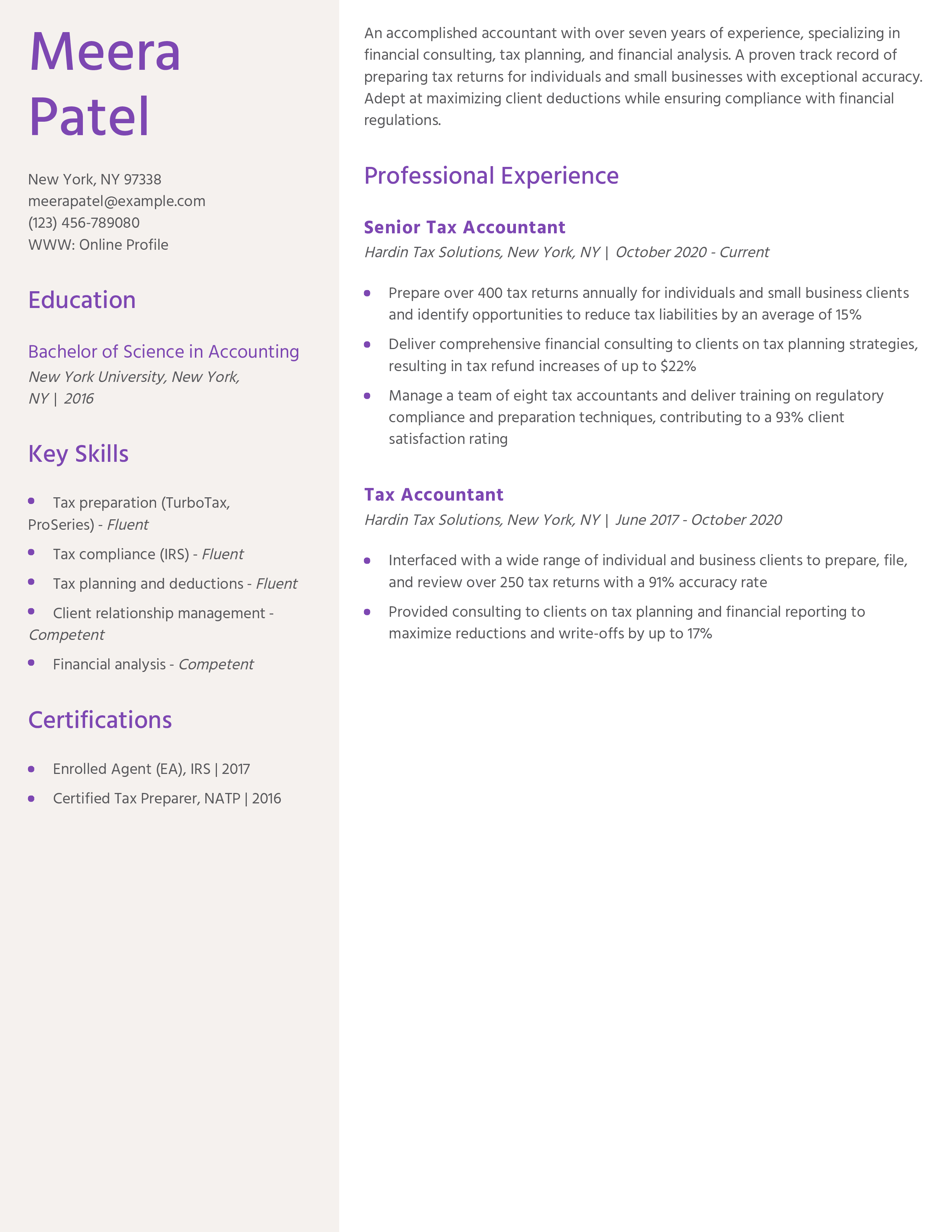 Accountant Resume Examples and Templates for 2025 - ResumeBuilder.com