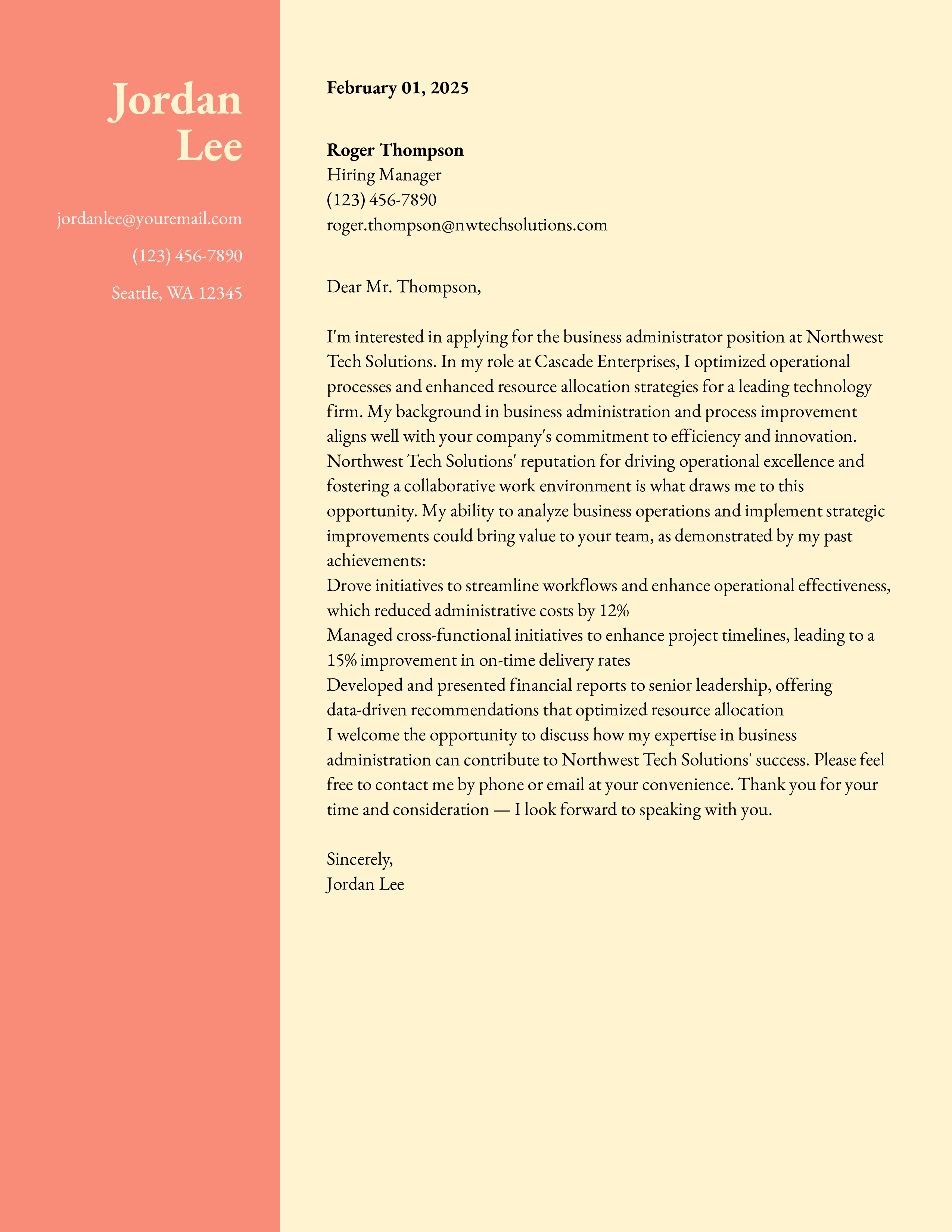 Business Cover Letter Examples and Templates for 2025 - ResumeBuilder.com